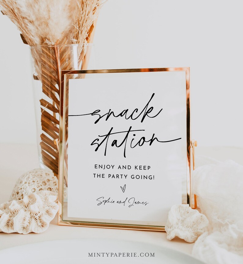 Snack Station Sign Late Night Snacks Minimalist Wedding - Etsy