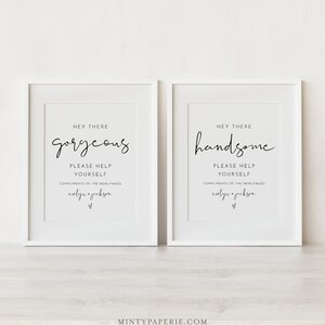 Bathroom Sign, Hey There Gorgeous, Handsome, Ladies Mens Room, Wedding ...