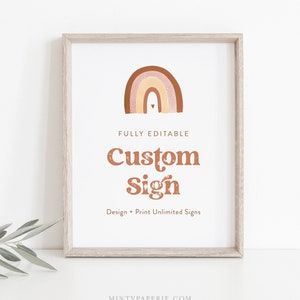 Retro Rainbow Custom Sign Template, Boho Hippie Wedding or Bridal ...