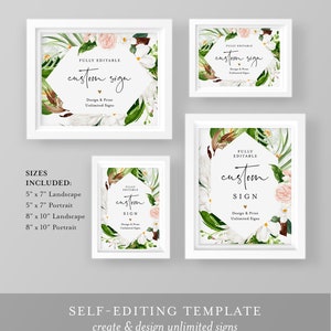 Tropical Custom Sign Template, Wedding or Bridal Shower Table Top Sign ...