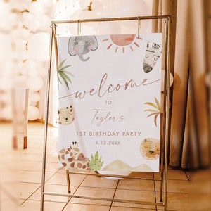 Safari Welcome Sign Template, Printable Birthday, Baby Shower Welcome ...