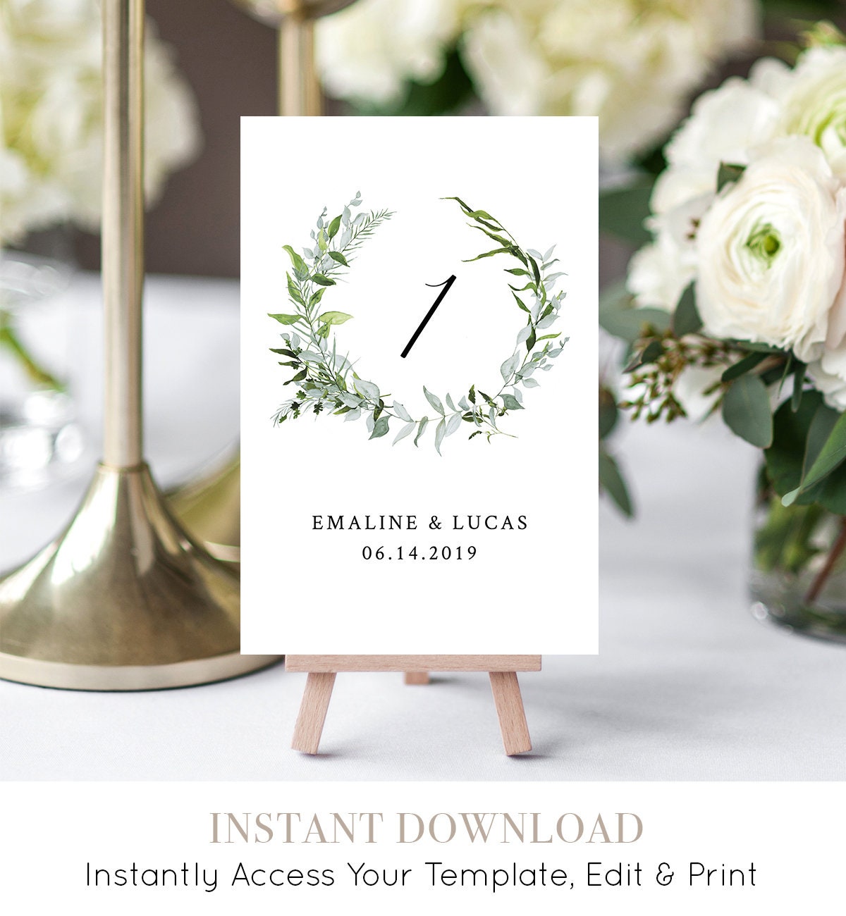 Table Number Card Template Printable Wedding Table Cards - Etsy