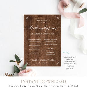 Call Anyone but the Bride Template, Wedding Contact Contact Card, Info ...