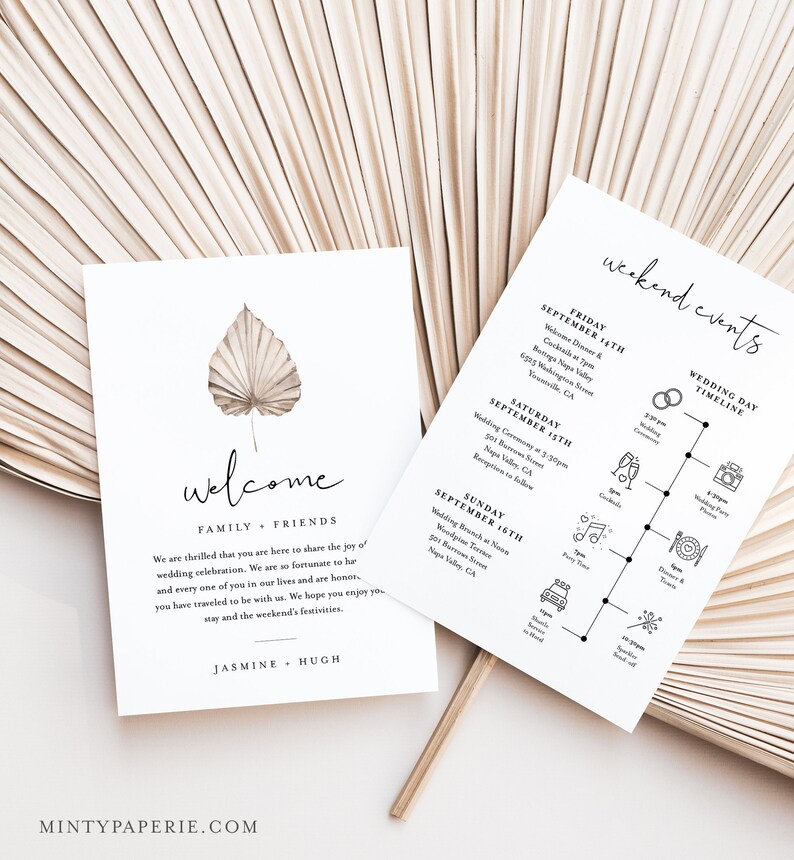 Bohemian Welcome Letter & Timeline Template Wedding Order of - Etsy