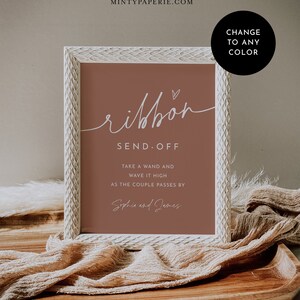 Ribbon Send off Sign, Printable Minimalist Wedding Streamer, Wave a ...