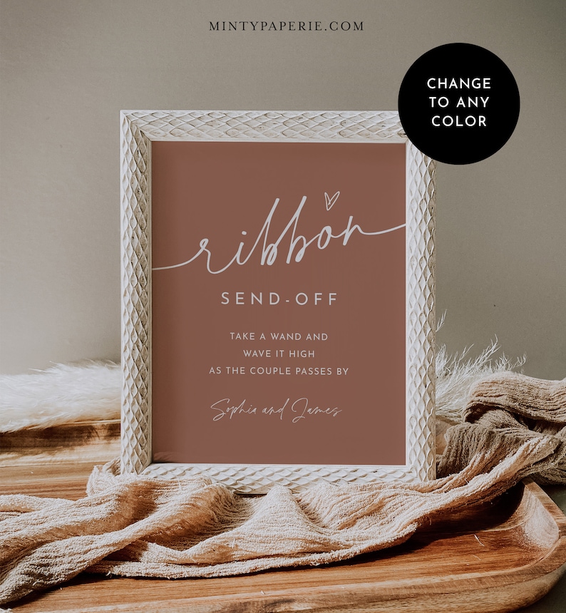 Ribbon Send off Sign Printable Minimalist Wedding Streamer - Etsy