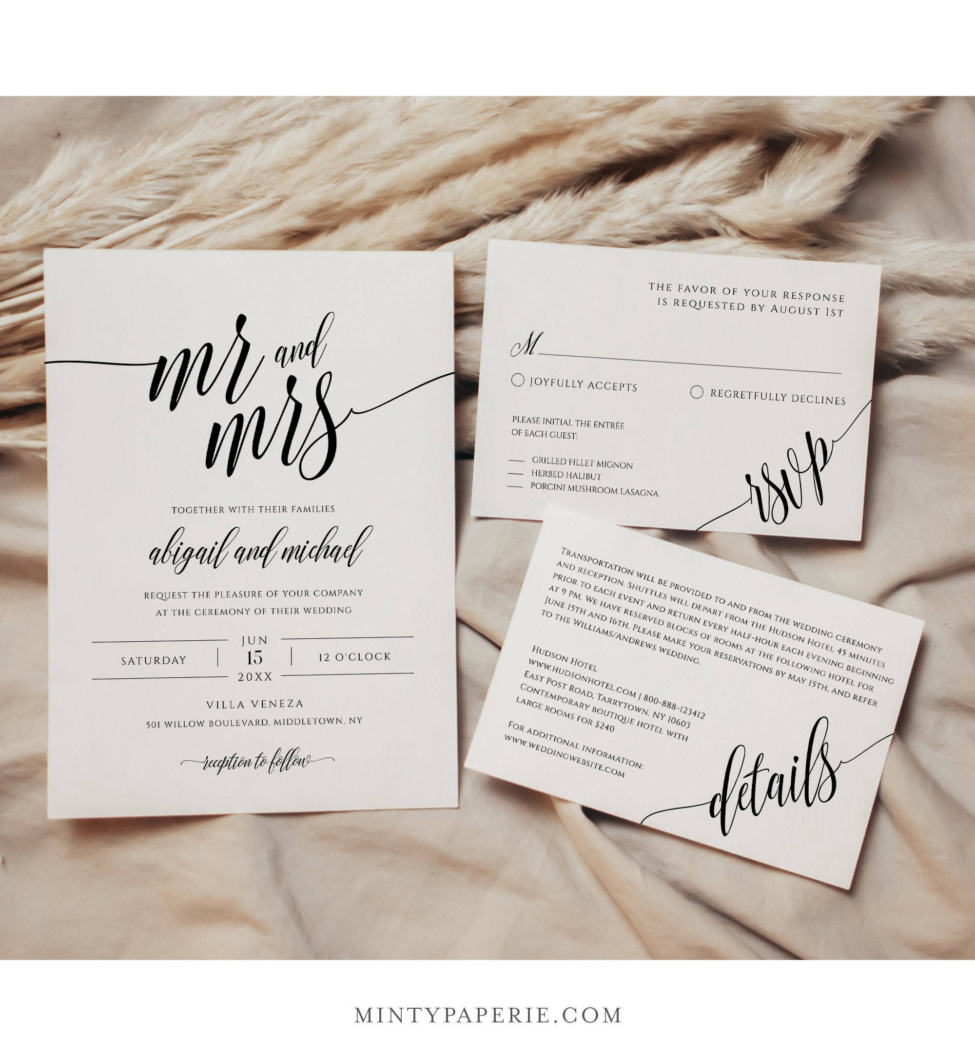 Wedding Invitation Template Instant Download Rustic Modern Wedding 