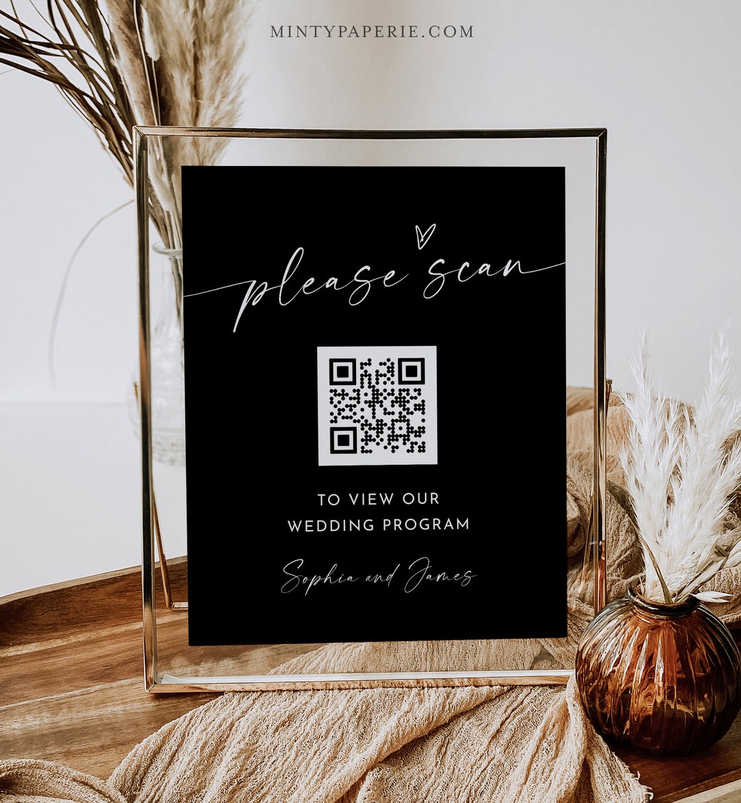 QR Code Wedding Program, Scan QR Code for Order of Service, Classic ...