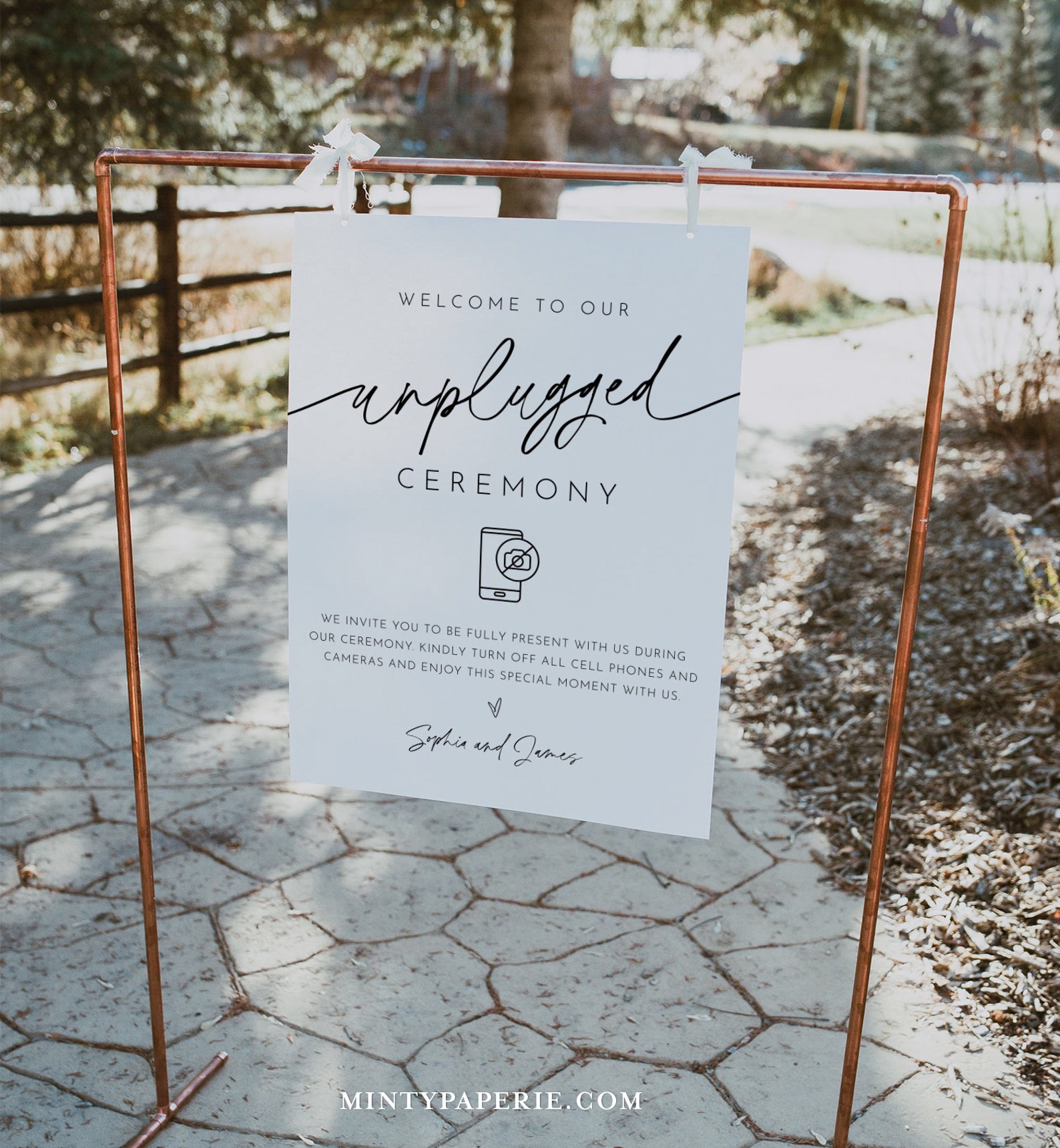 Unplugged Ceremony Wedding Sign, Minimal Welcome Sign, No Phone Camera ...