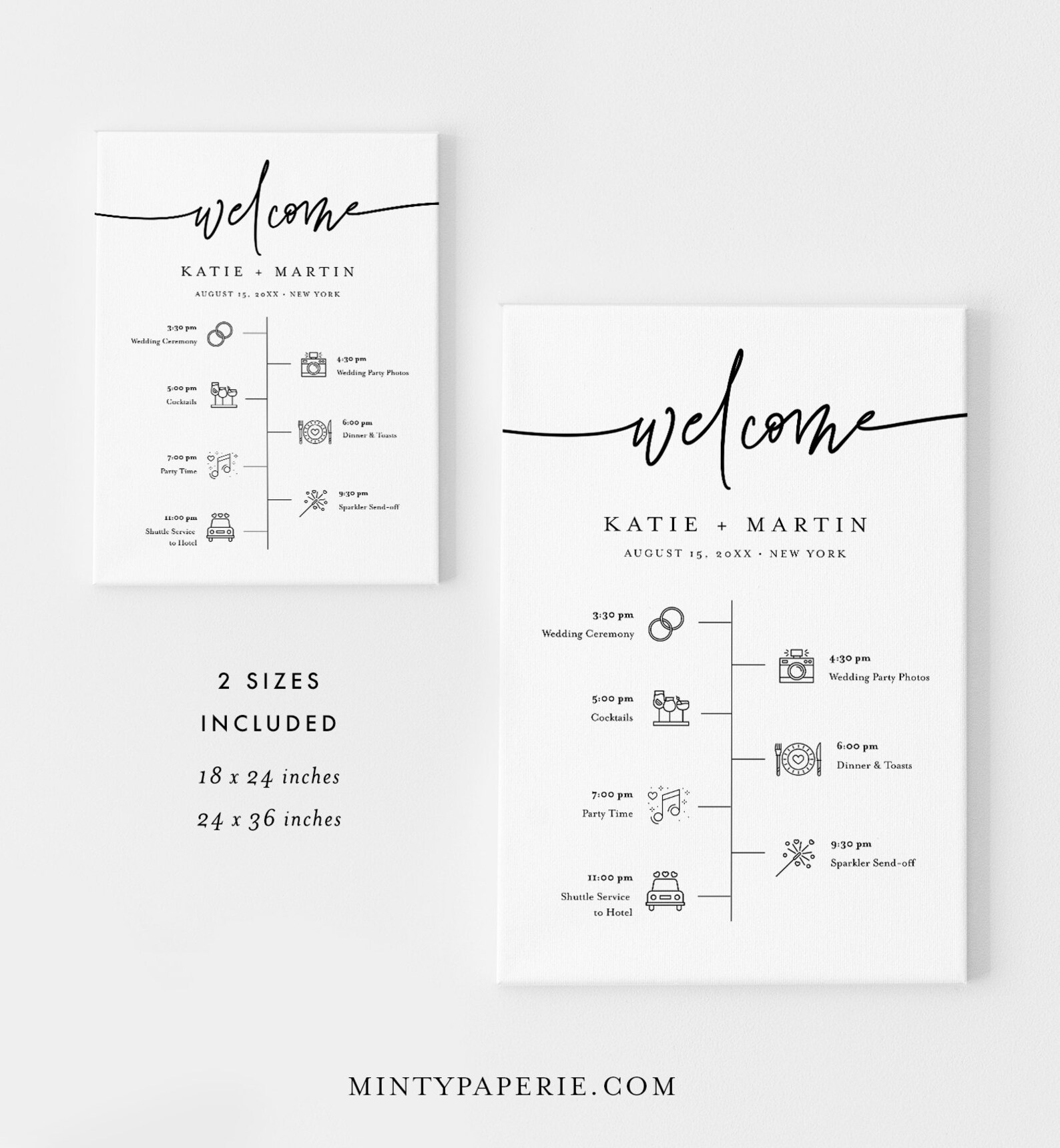 Minimalist Welcome Sign Template Printable Wedding Day - Etsy