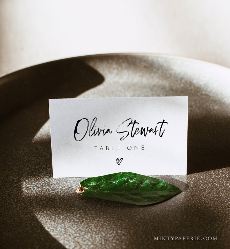 Modern Script Place Card Template Handwritten Font Printable - Etsy