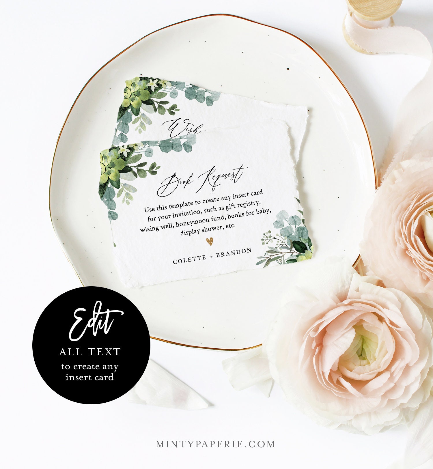 Greenery Enclosure Card Template Create Any Insert Card for - Etsy