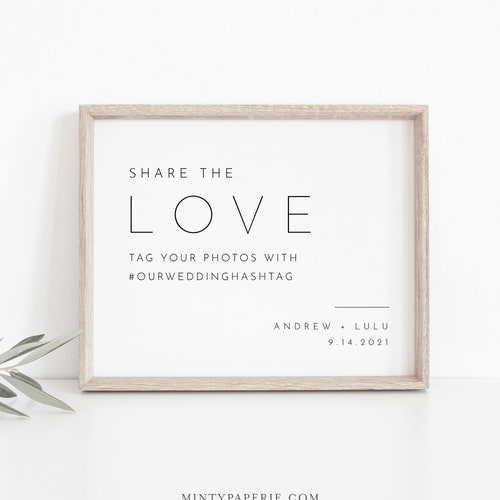 Wedding Hashtag Sign Social Media Sign Share the Love - Etsy