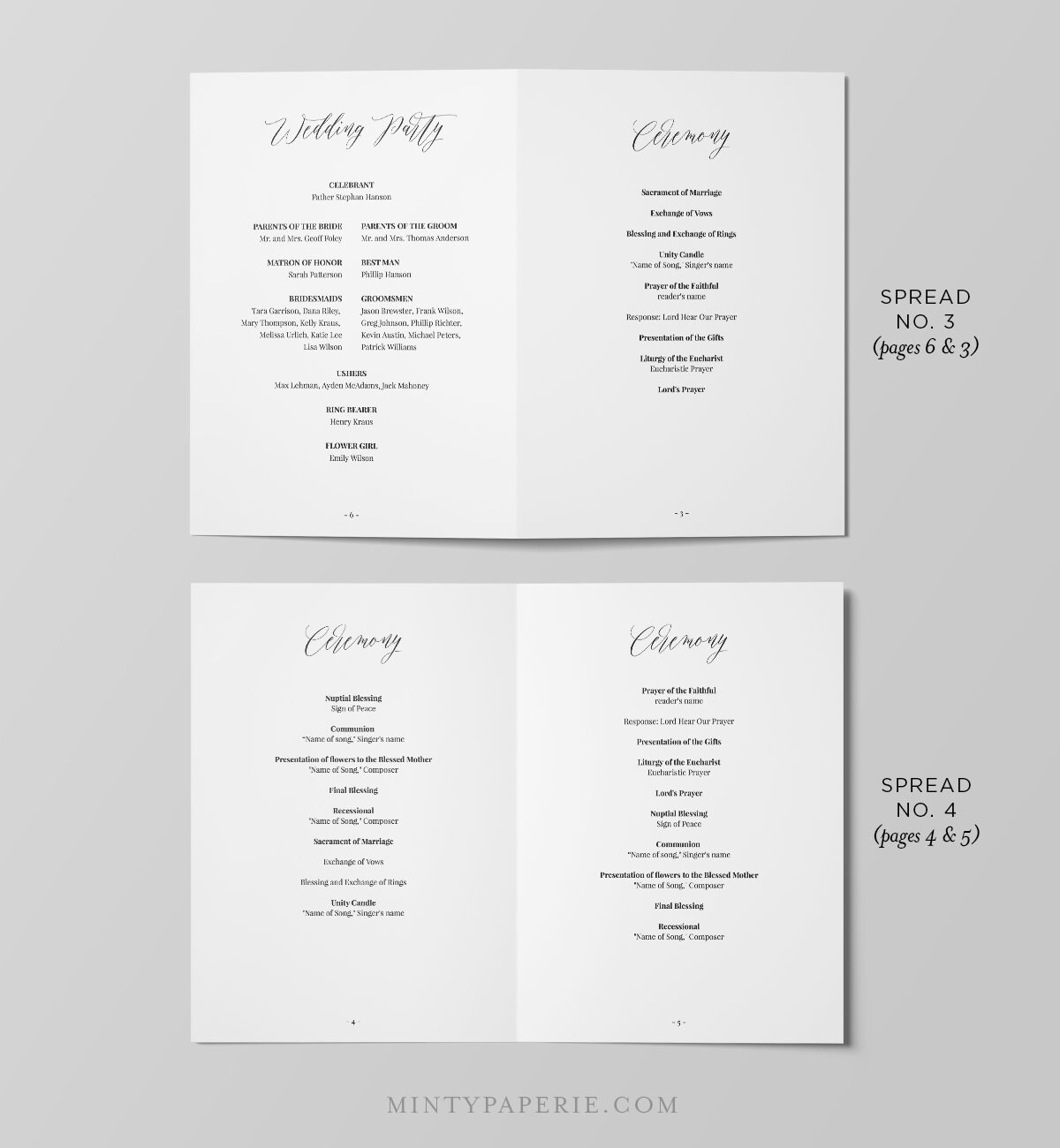 Catholic Wedding Program Template Printable Order Of Service Folded 