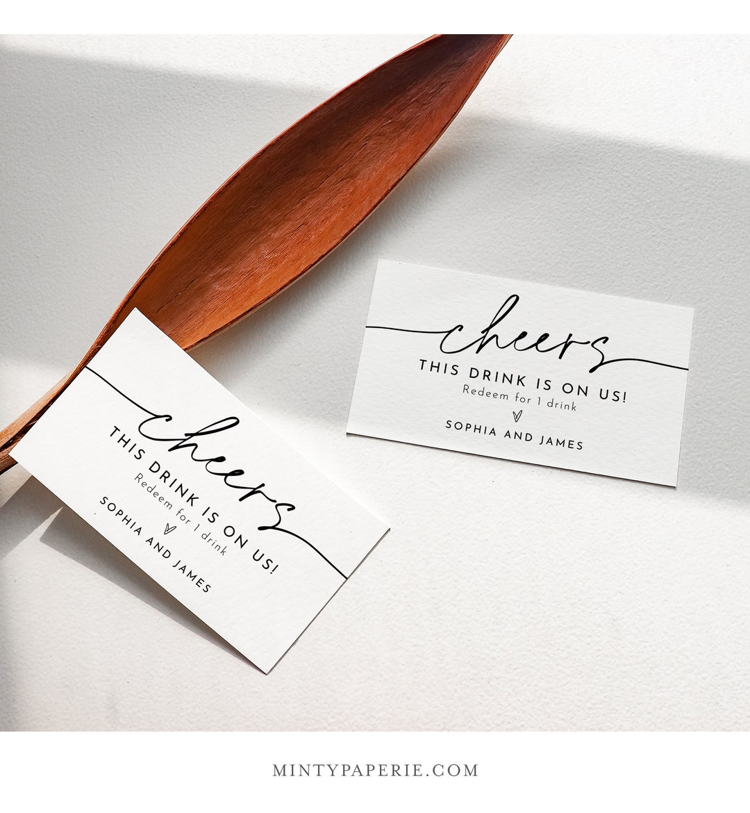 Wedding Drink Ticket, Free Drink Card, Minimalist Wedding Bar Drink ...
