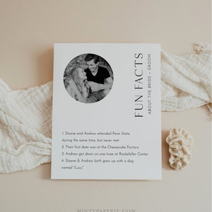 Fun Facts About the Bride and Groom Card, Minimalist Wedding Sign, 100% ...