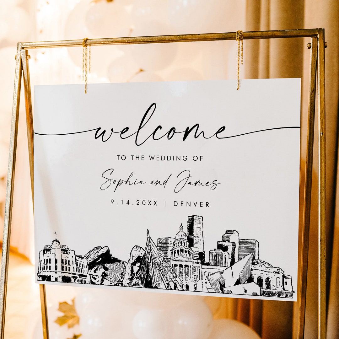 Denver Welcome Sign, Colorado City Skyline Wedding Sign, Printable ...