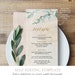 Greenery Menu Template, Wedding Dinner Menu, Reception Card, Printable ...