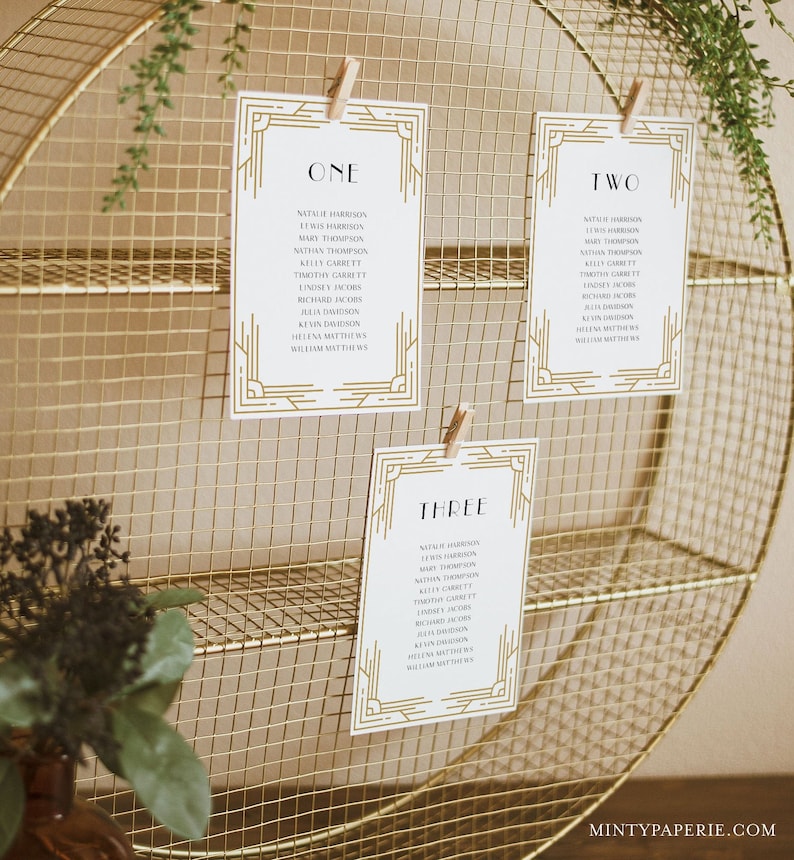 Art Deco Seating Chart Template Minimal Retro Wedding Seating - Etsy