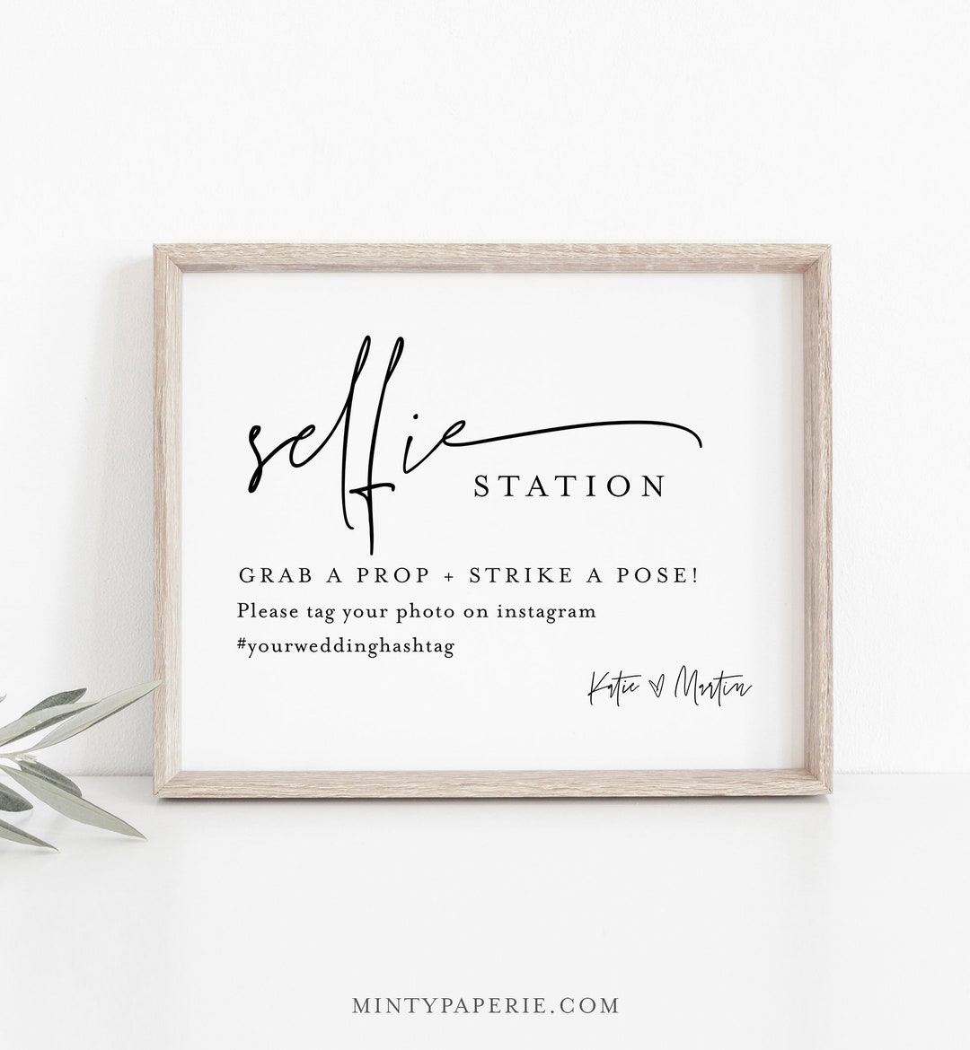 Selfie Station Sign, Printable Minimalist Wedding Photo Booth Sign ...