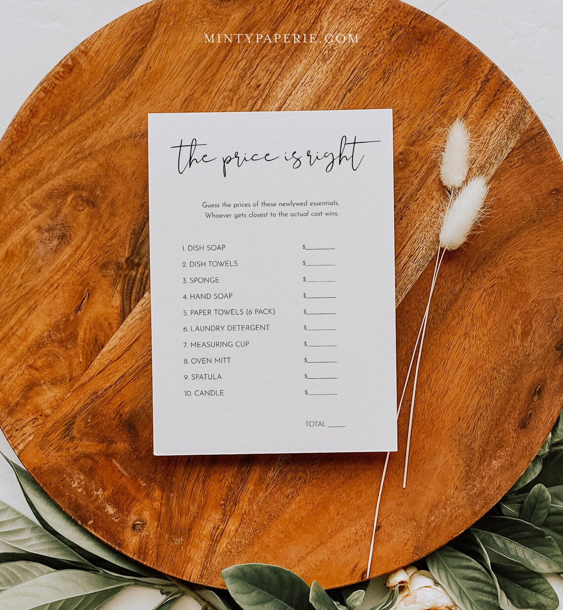 The Price is Right Game Template Printable Minimalist Bridal - Etsy