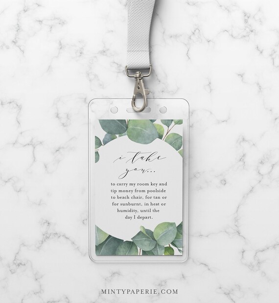 Wedding Room Key Card Tag Template Printable Eucalyptus Key | Etsy