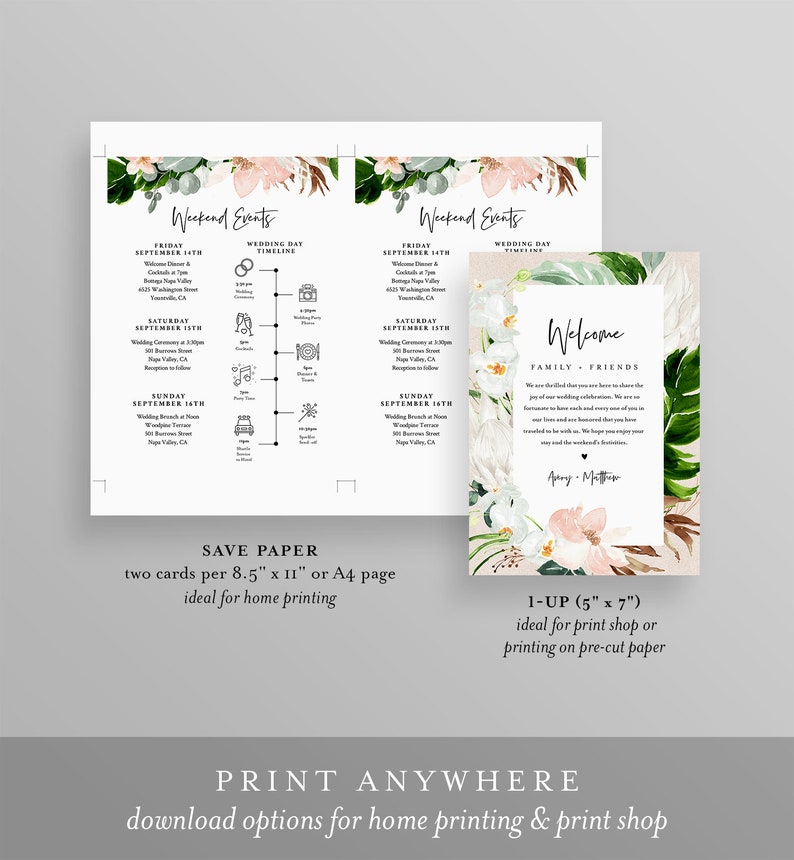 Tropical Welcome Letter & Itinerary Template Beach Wedding - Etsy