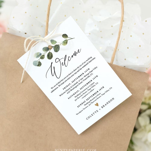 Wedding Itinerary Welcome Letter Template Welcome Bag Note - Etsy
