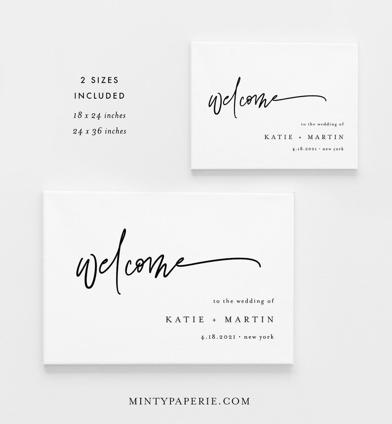 Modern Script Welcome Sign Minimalist Wedding Welcome Poster - Etsy