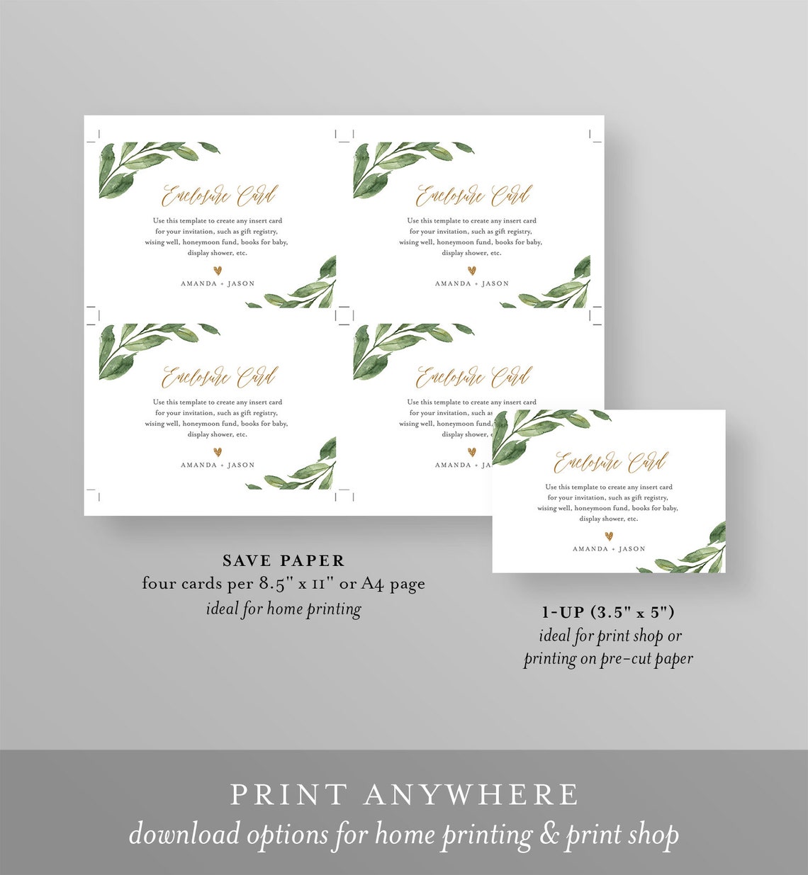 Enclosure Card Template Create Any Insert Card for Wedding - Etsy