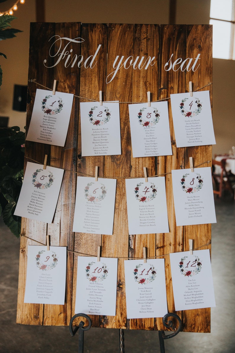 Boho Seating Chart Template, Printable Wedding Seating Card, Seating ...