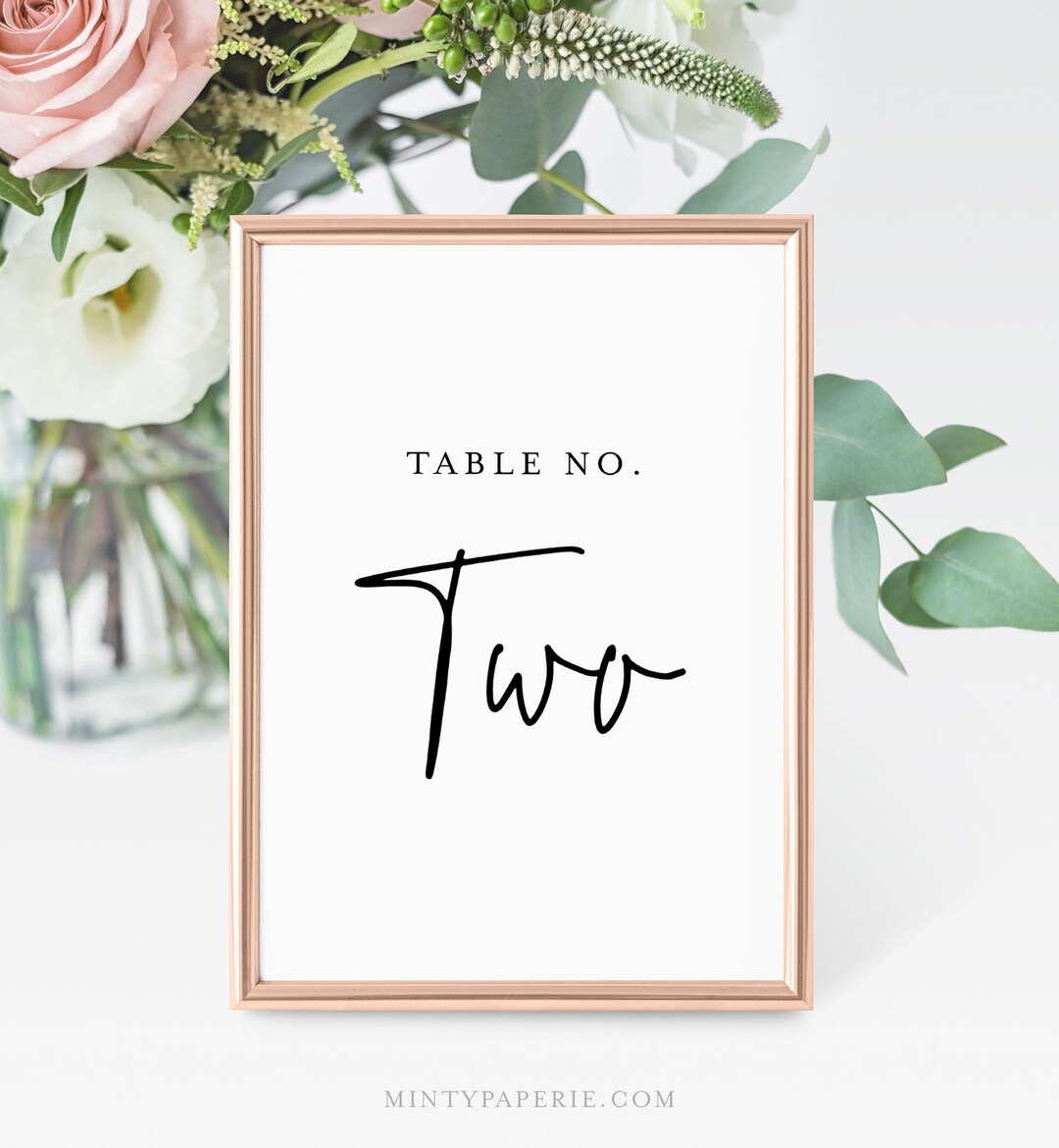 Printable Table Number Cards, Minimalist Wedding Table Number, Modern ...