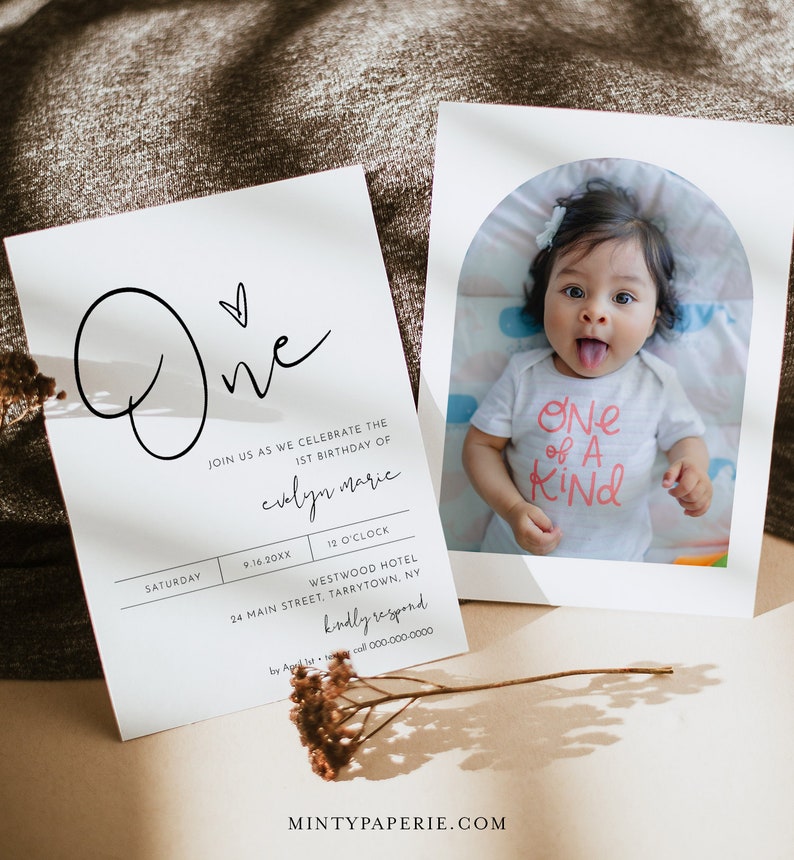 1st Birthday Party Invitation One Birthday Invite - Etsy