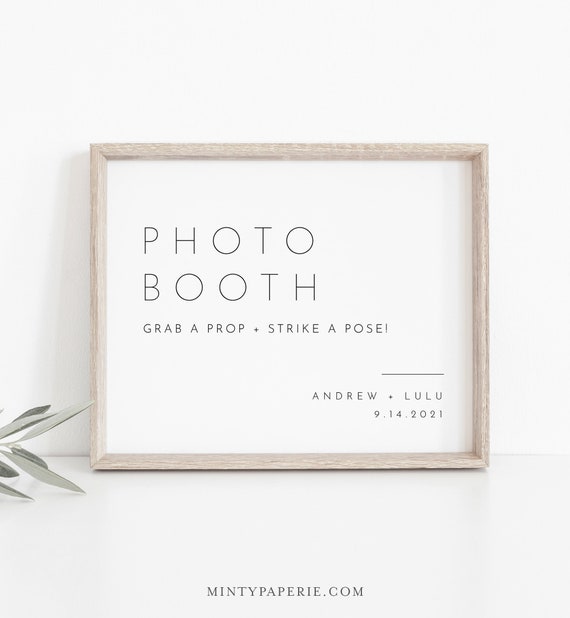 Photo Booth Sign Printable Minimalist Wedding Photo Booth | Etsy