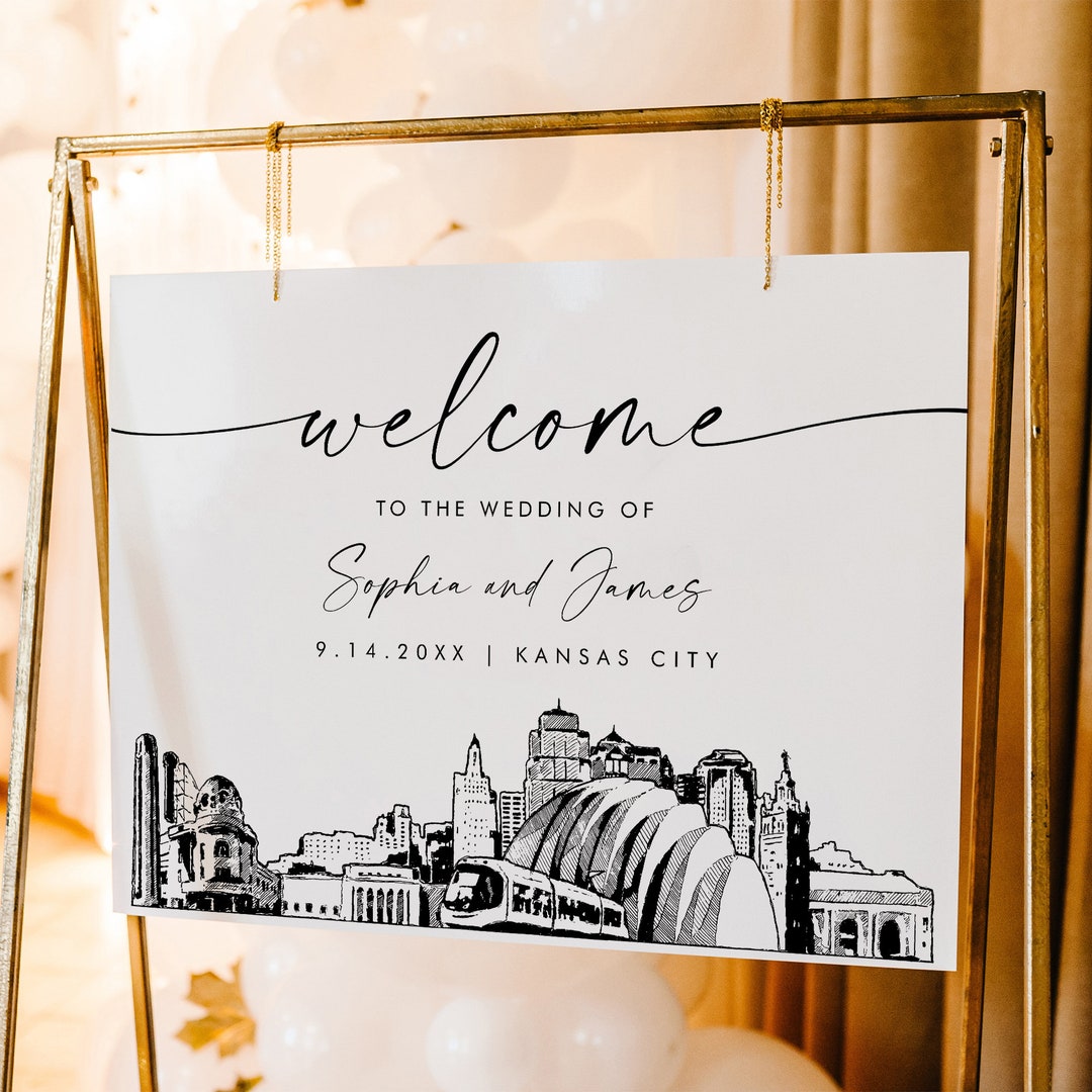 Kansas City Welcome Sign, Cityscape Skyline Wedding Sign, Printable ...