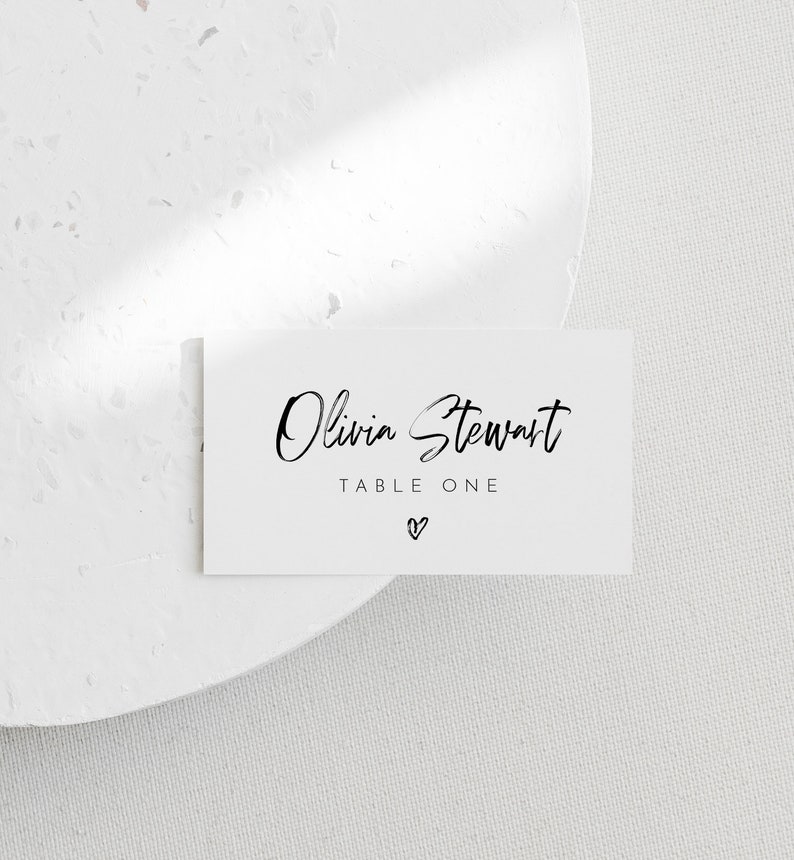 Modern Script Place Card Template Handwritten Font Printable - Etsy