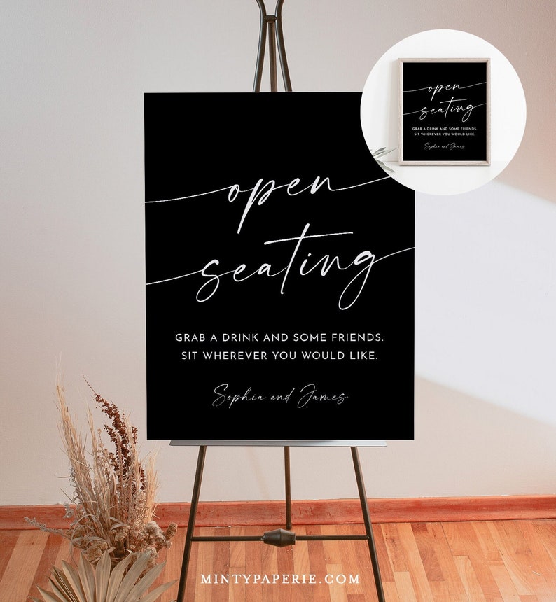 Open Seating Wedding Sign, Printable Sit Anywhere Welcome Sign ...