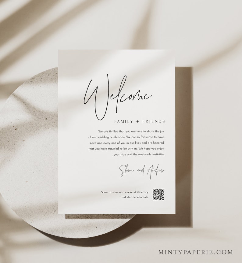 Modern Welcome Letter Template Minimalist Wedding Welcome Bag - Etsy