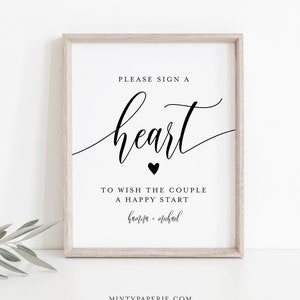 Heart Guestbook Sign, Personalized Wedding Guest Book Sign, Editable ...