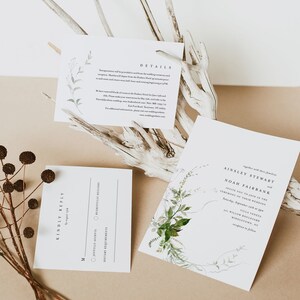 Modern Greenery Wedding Invitation Set INSTANT DOWNLOAD - Etsy