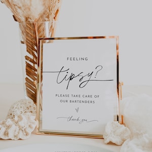 Tip Your Bartender Sign, Feeling Tipsy, Tip Sign, Wedding Bar Tip, Cash ...