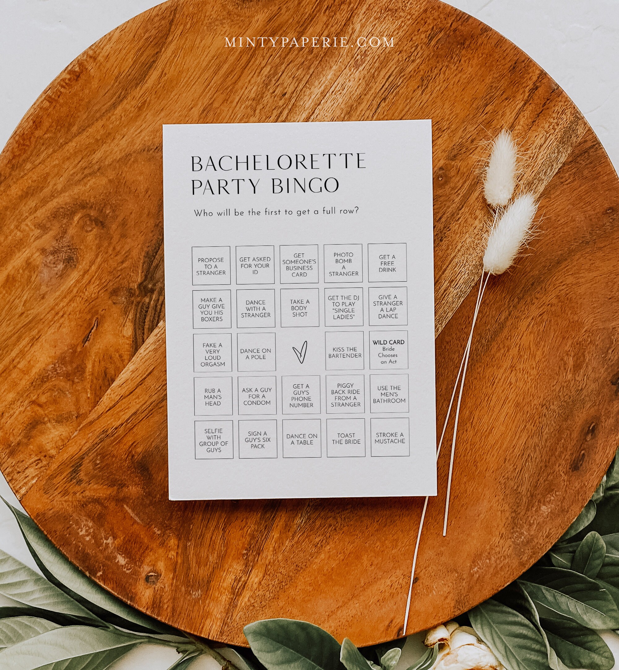 Bachelorette Bingo Game Hen Party Game Minimal Dirty Bingo Editable 