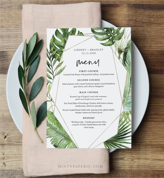 Blank Menu Template Tropical