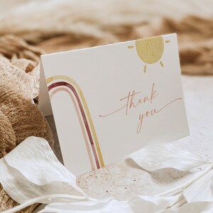 Sun Thank You Card Template, Printable Rainbow Bridal / Baby Shower ...