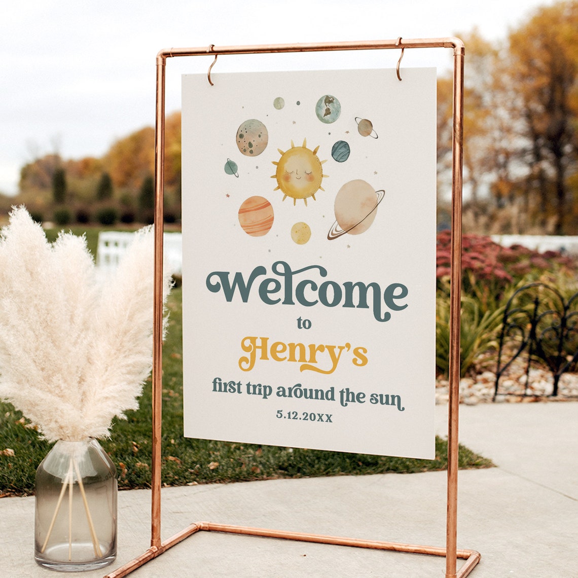 Space Welcome Sign Template, Planets 1st Birthday Welcome Poster, Trip ...