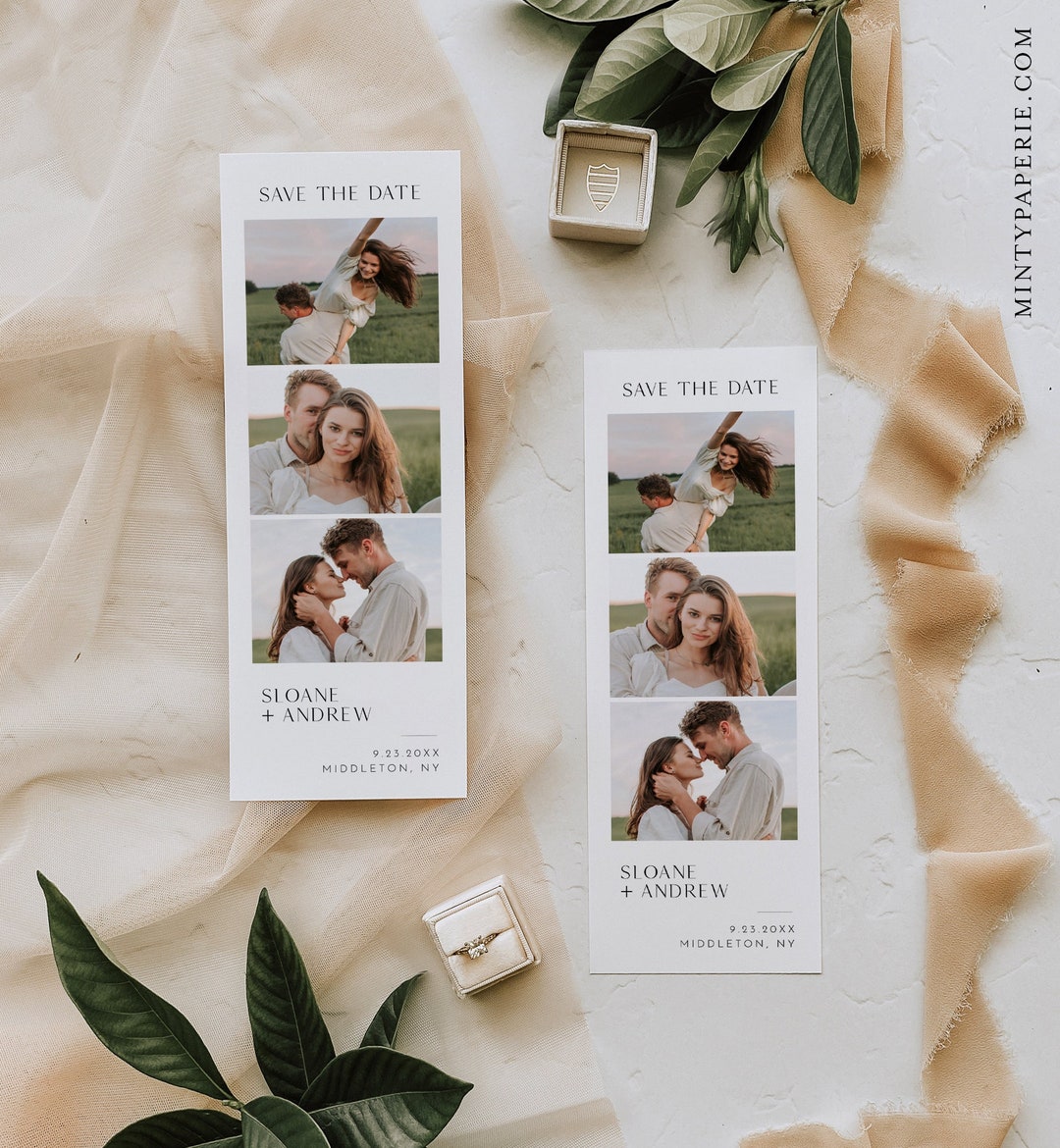 Photo Strip Save the Date, Photo Booth Wedding Date Card, Editable ...