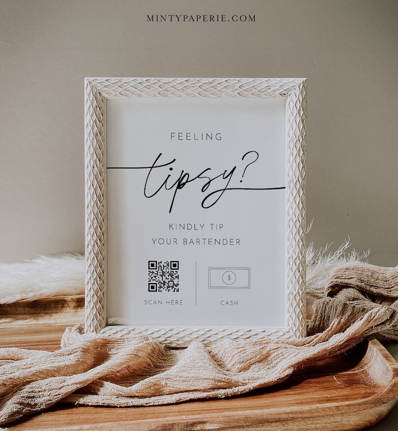 Tip Your Bartender Sign, Feeling Tipsy, Venmo Tip Sign, Wedding Bar Tip ...