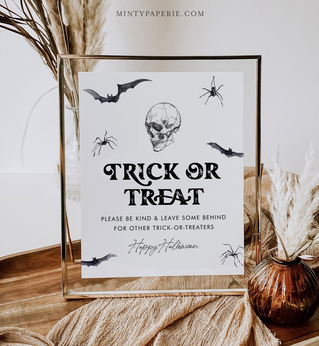 Halloween Sign, Please Take One, Trick or Treat Table Sign, Take One ...