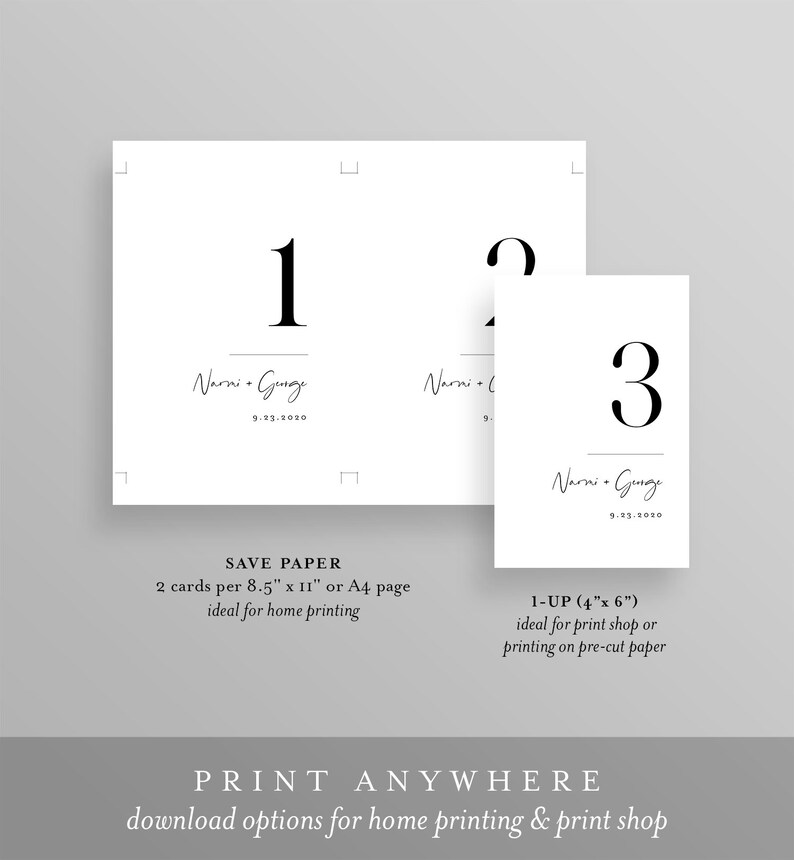 Minimalist Table Number Cards Printable Modern & Simple - Etsy