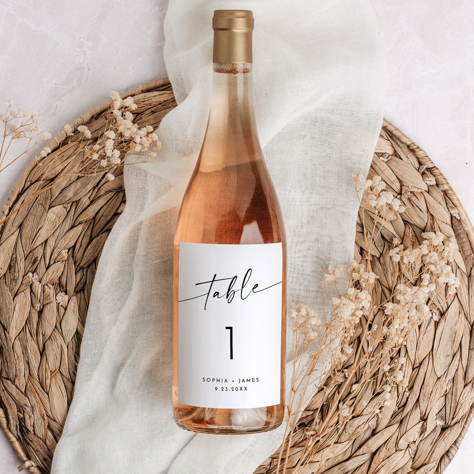 Wine Label Table Number, Printable Wedding Table Number for Wine ...